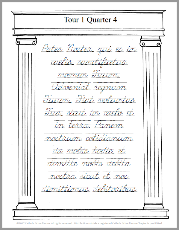 Tour 1 Quarter 4: Copywork and Dictation - Latin Printables - Catholic ...