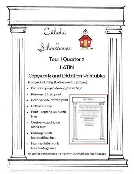 Tour I Quarter 2 Latin Copywork and Dictation Printables - Catholic ...